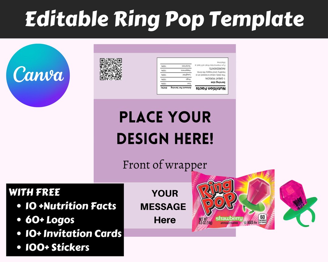 Ring Pop Template | Ring Pop Wrapper | Ring Pop Wrapper Template | Ring ...