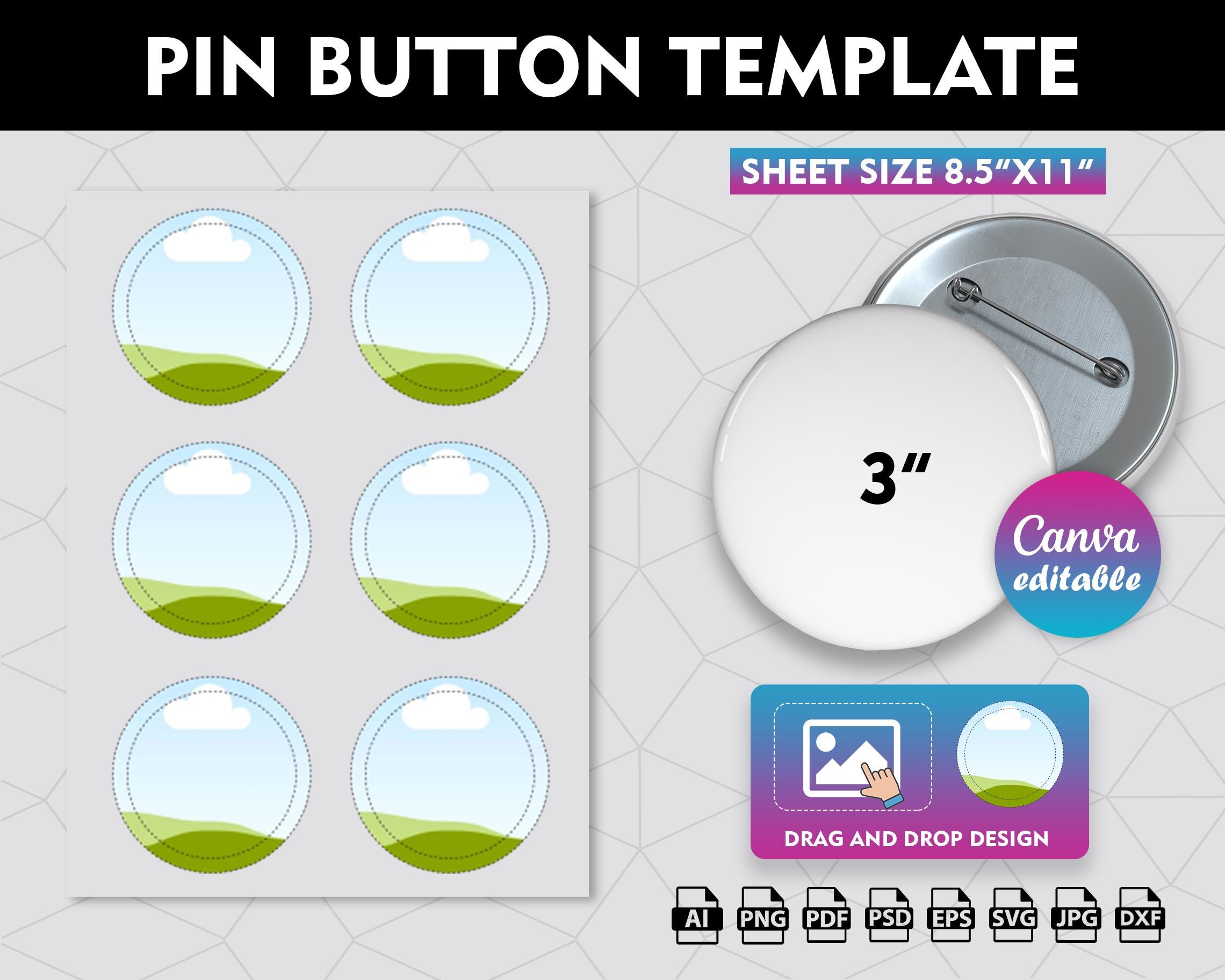 Button Pin Template: SVG, PNG, JPG, Canva Editable (digital Download ...