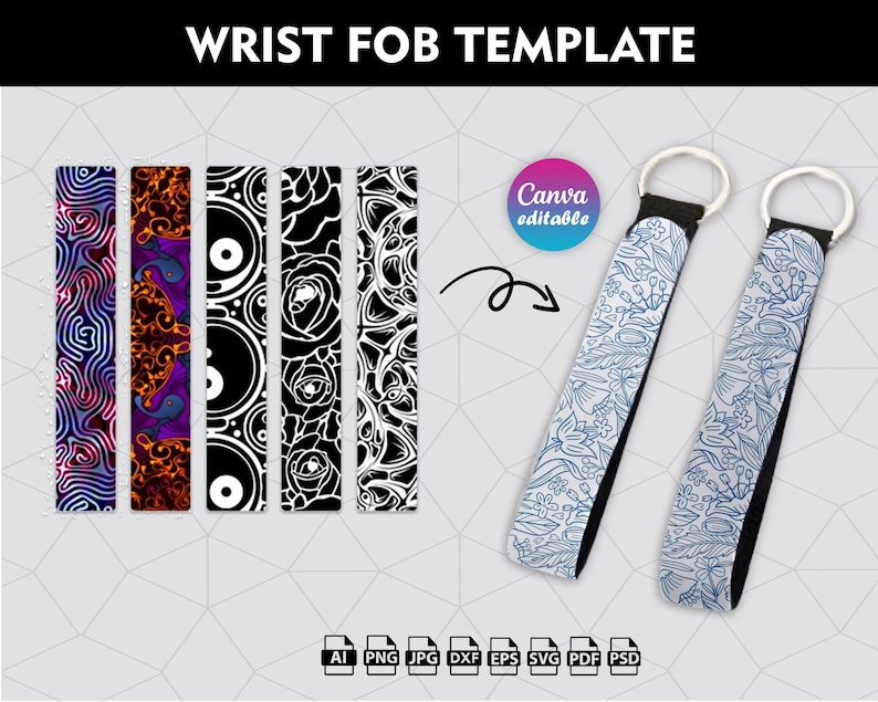 Wristlet Fob Sublimation Template, Keychain Blanks (canva Editable) - Etsy
