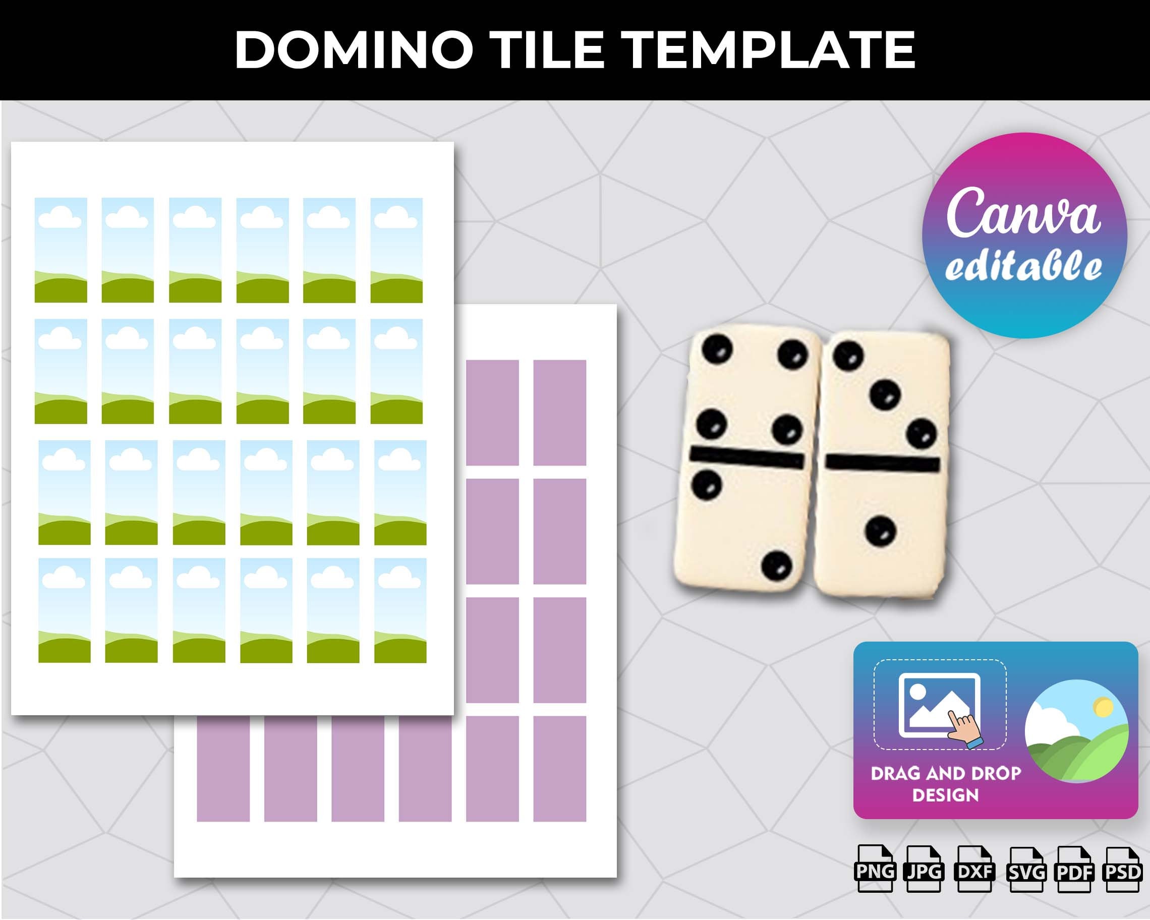 Round Corner Domino Tile Template, Sublimation Printable (canva ...