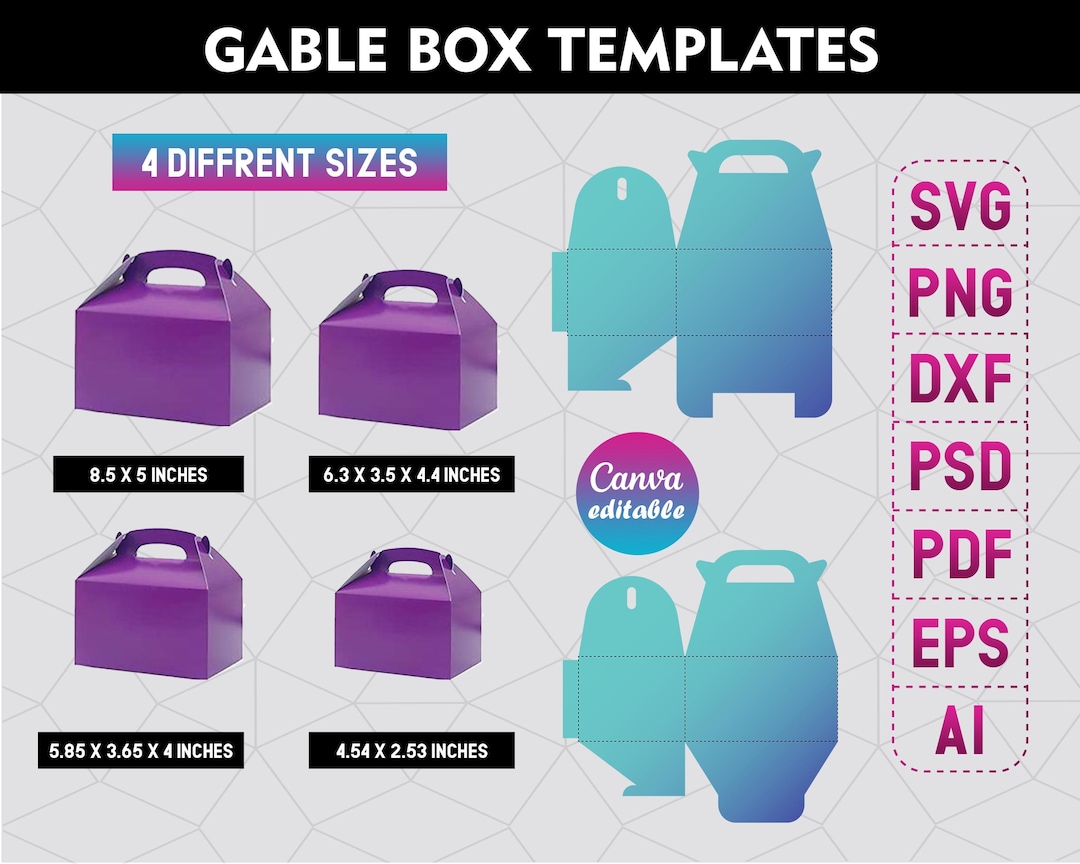 Gable Box Template, Gable Box Template Bundle, Gable Box Svg, Box ...