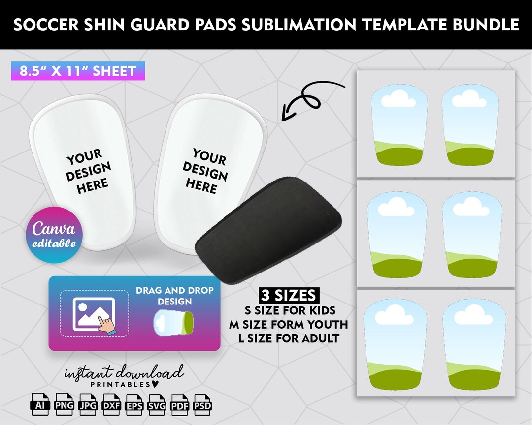 Soccer Shin Guard Pads Sublimation Template, Custom Shin Pads ...