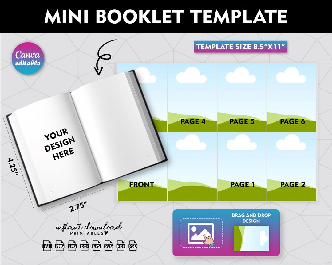 Mini Coloring Book Template, Foldable Booklet, Canva Editable (digital ...