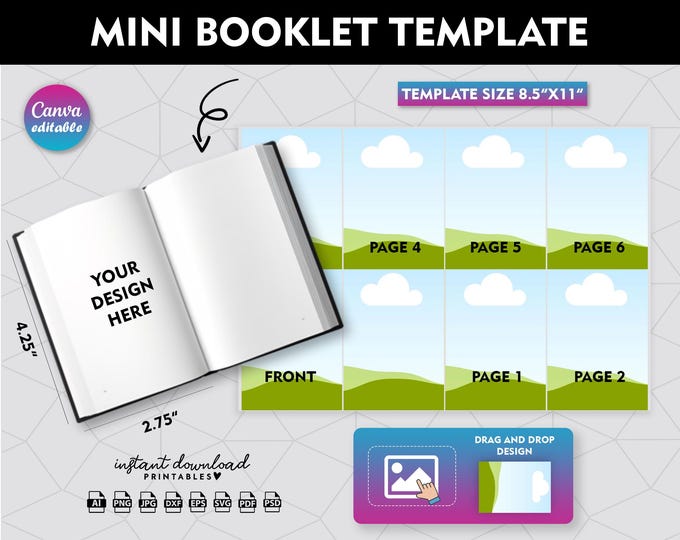 Booklet Template, Mini Coloring Book Template, Fold Book Template ...