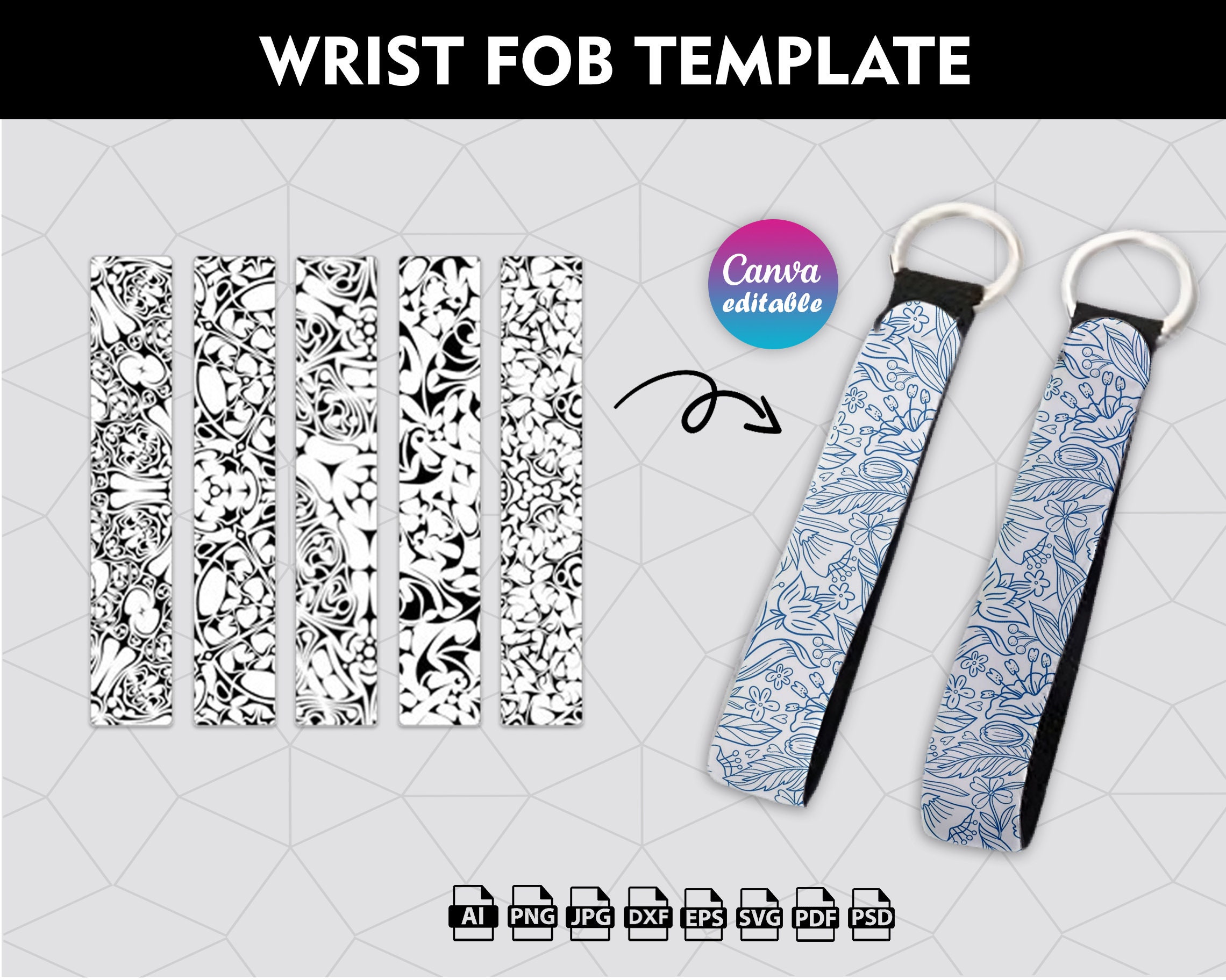 Wristlet Fob Sublimation Template, Keychain Blanks (canva Editable) - Etsy