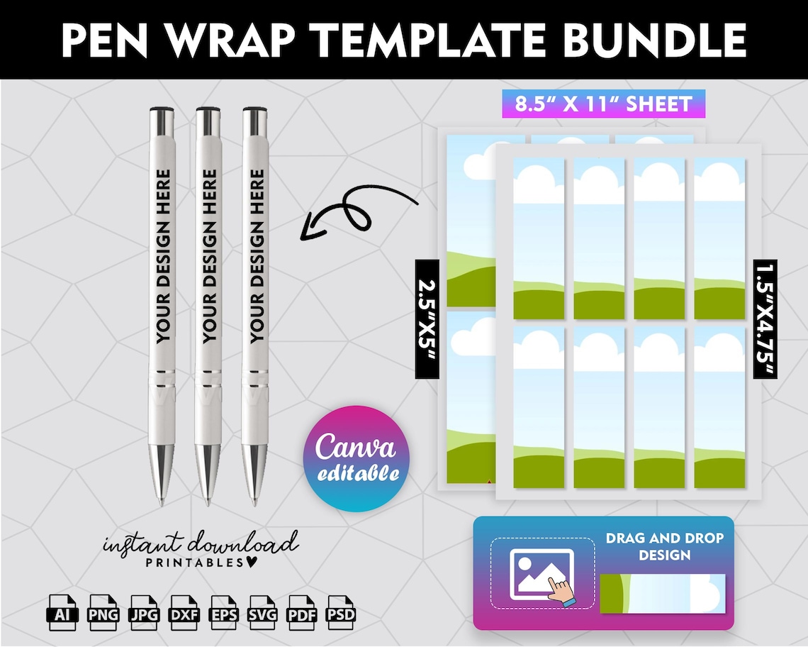 Pen Wrap Template, Pen Sublimation Template, Pen Wrapper Template ...