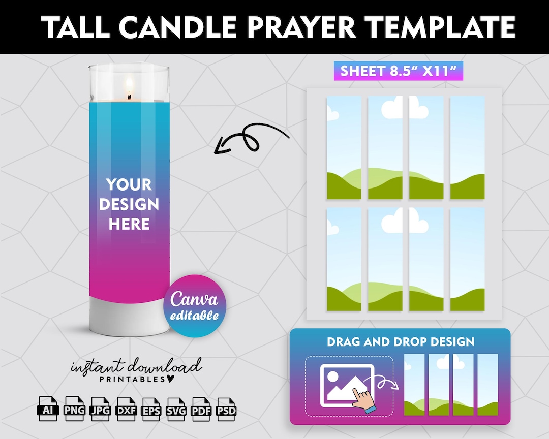 Tall Prayer Candle Template, Prayer Candle Label Template, Prayer ...