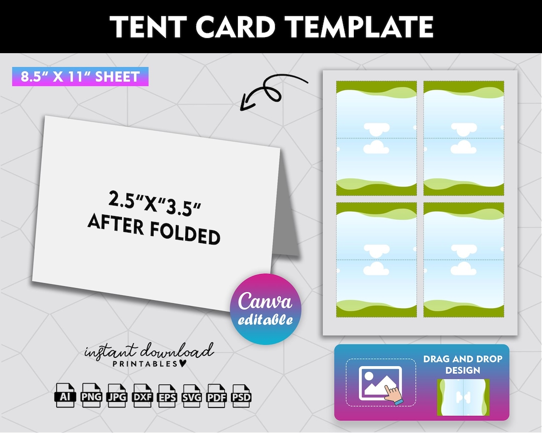 Table Tent Card Template, Printable Tent Card Svg, Food Label Template ...