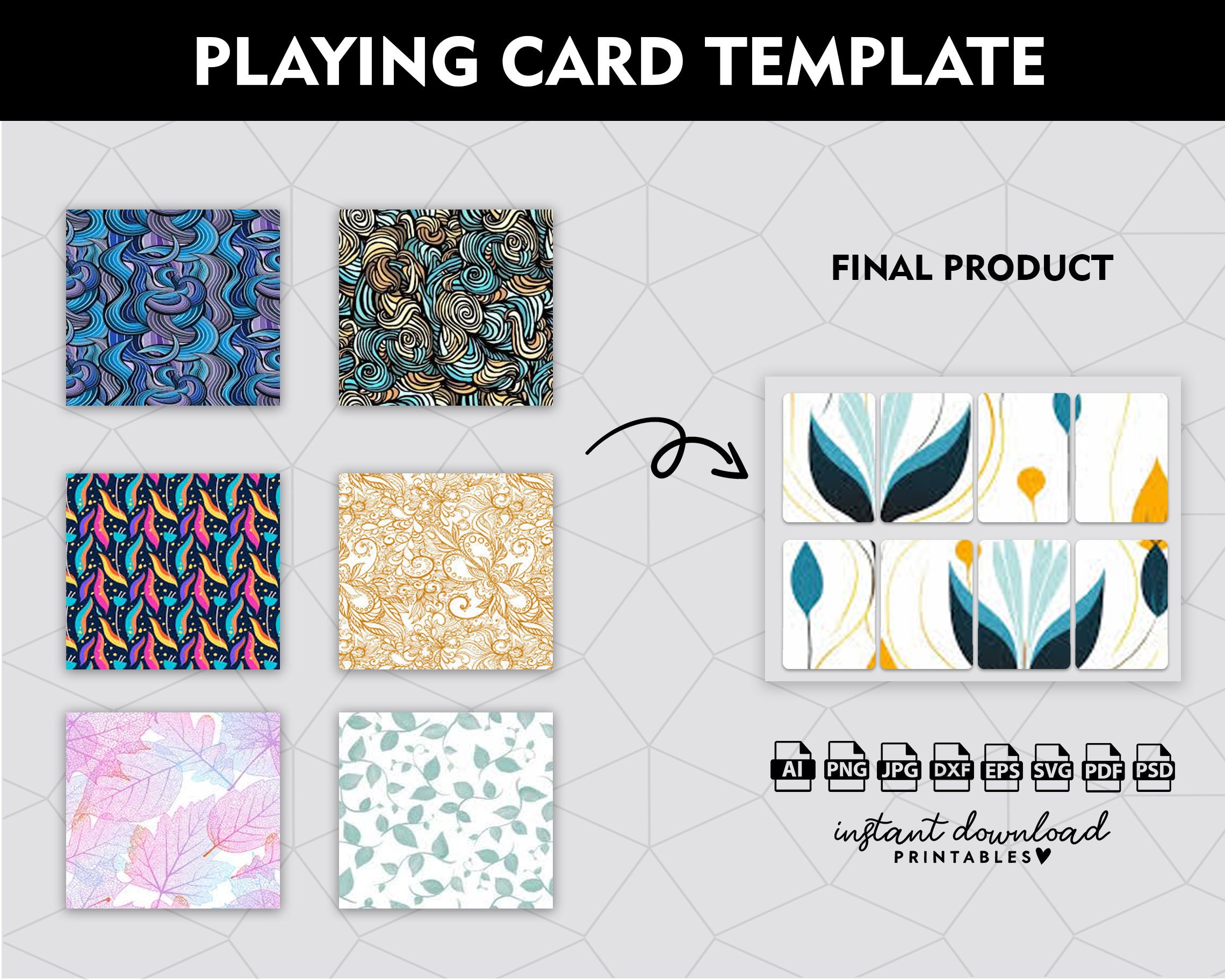 Blank Playing Card Template, Editable DIY Design (canva, Svg, Png, Jpg ...