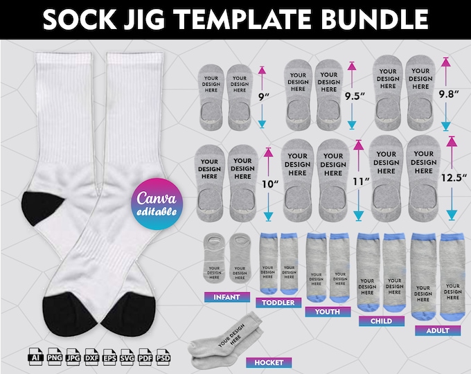Sock Jig Template BUNDLE, Sock Jig Sublimation, Sock Insert Template ...
