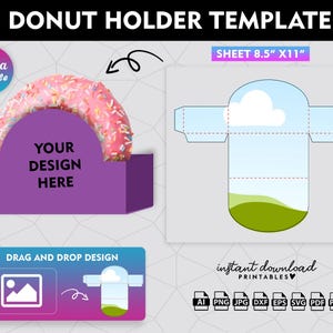 Donut Holder Template, Donut Box Template, Donut Box Svg, Donut Holder ...