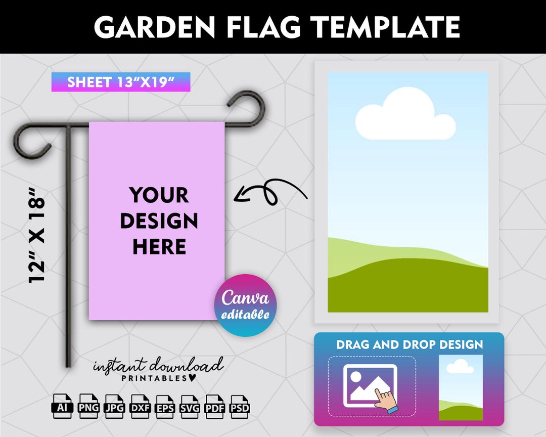 12"x18" Garden Flag Template, Blank Garden Flag Template, Sublimation ...