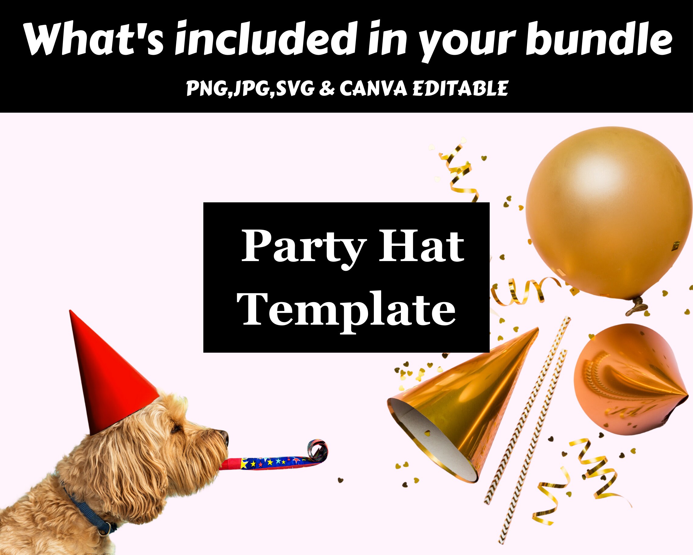 Party Hat Template, Birthday Hat Template, Cone Hat, Paper Hat ...