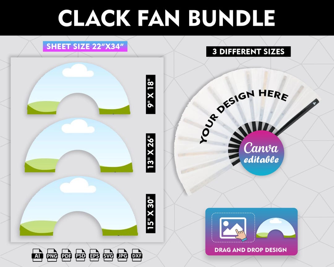Clack Fan Template Bundle, DIY Chinese/festival Fan (canva Editable) - Etsy