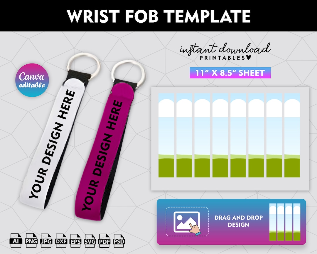Wrist Fob Template Svg, Wristlet Sublimation Template, Wristlets ...