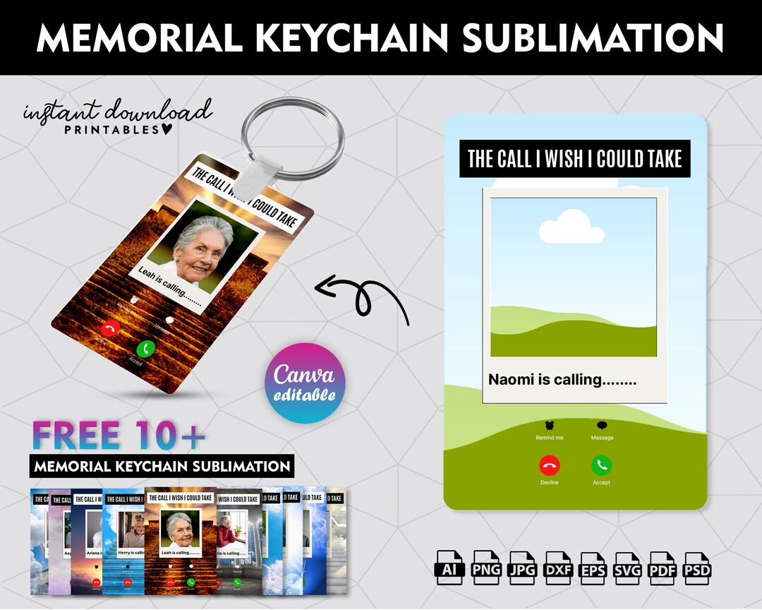 Memorial Keychain Canva Editable Bundle, Memorial Day Keychain Template ...
