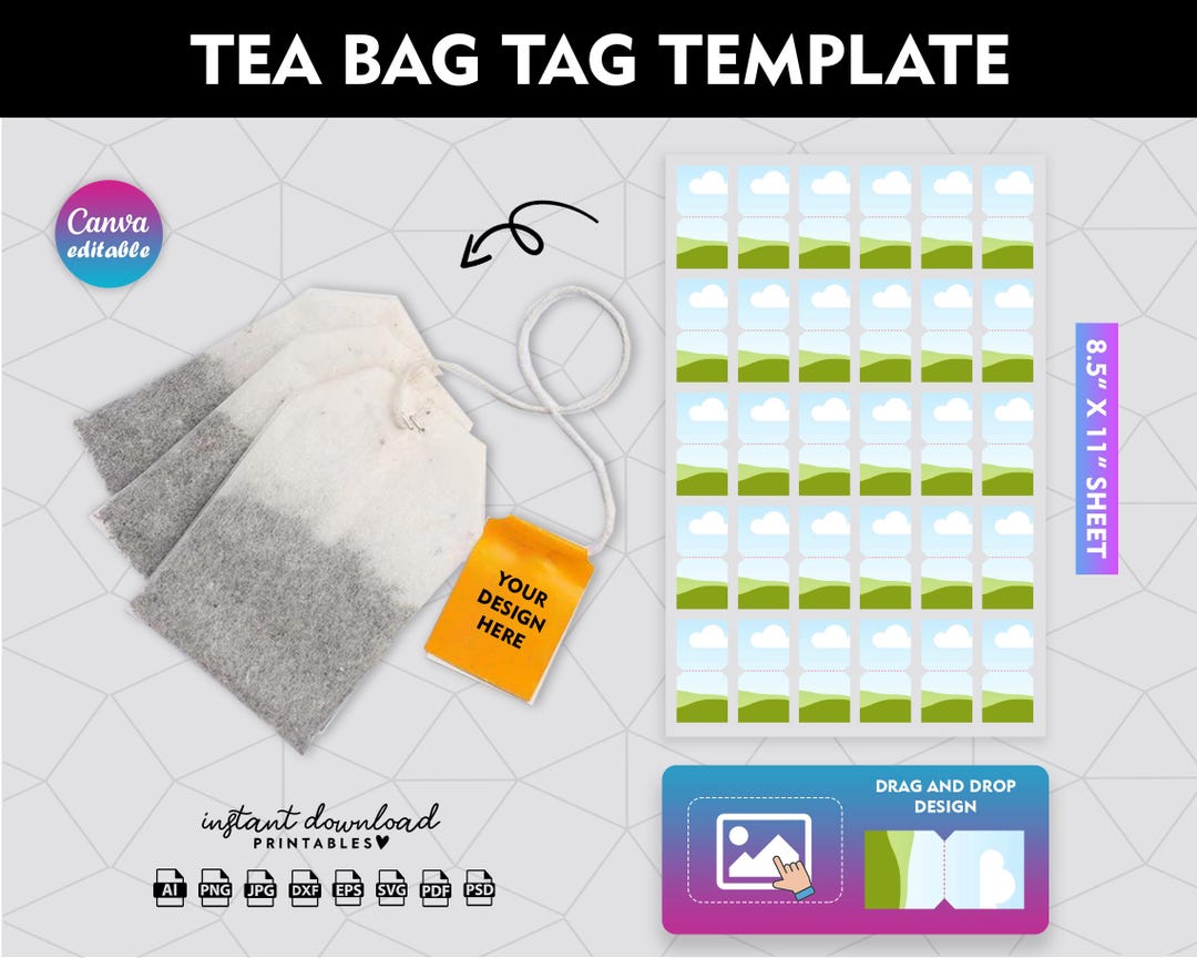 Tea Bag Tag Template, Tea Bag Label Template, Tea Bag Label Svg, Tea ...