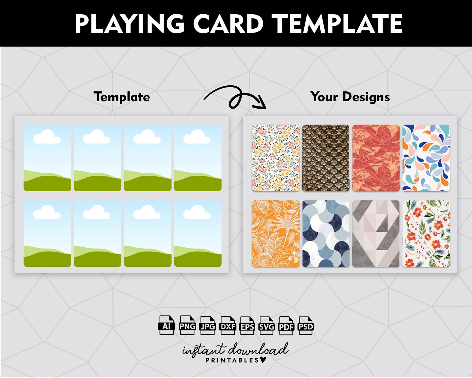 Blank Playing Card Template, Editable DIY Design (canva, Svg, Png, Jpg ...