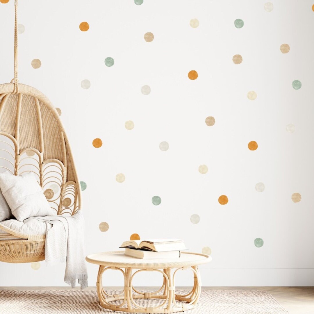 Boho Dots Watercolor Stickers, Watercolor Yellow Circles, Kids Room ...