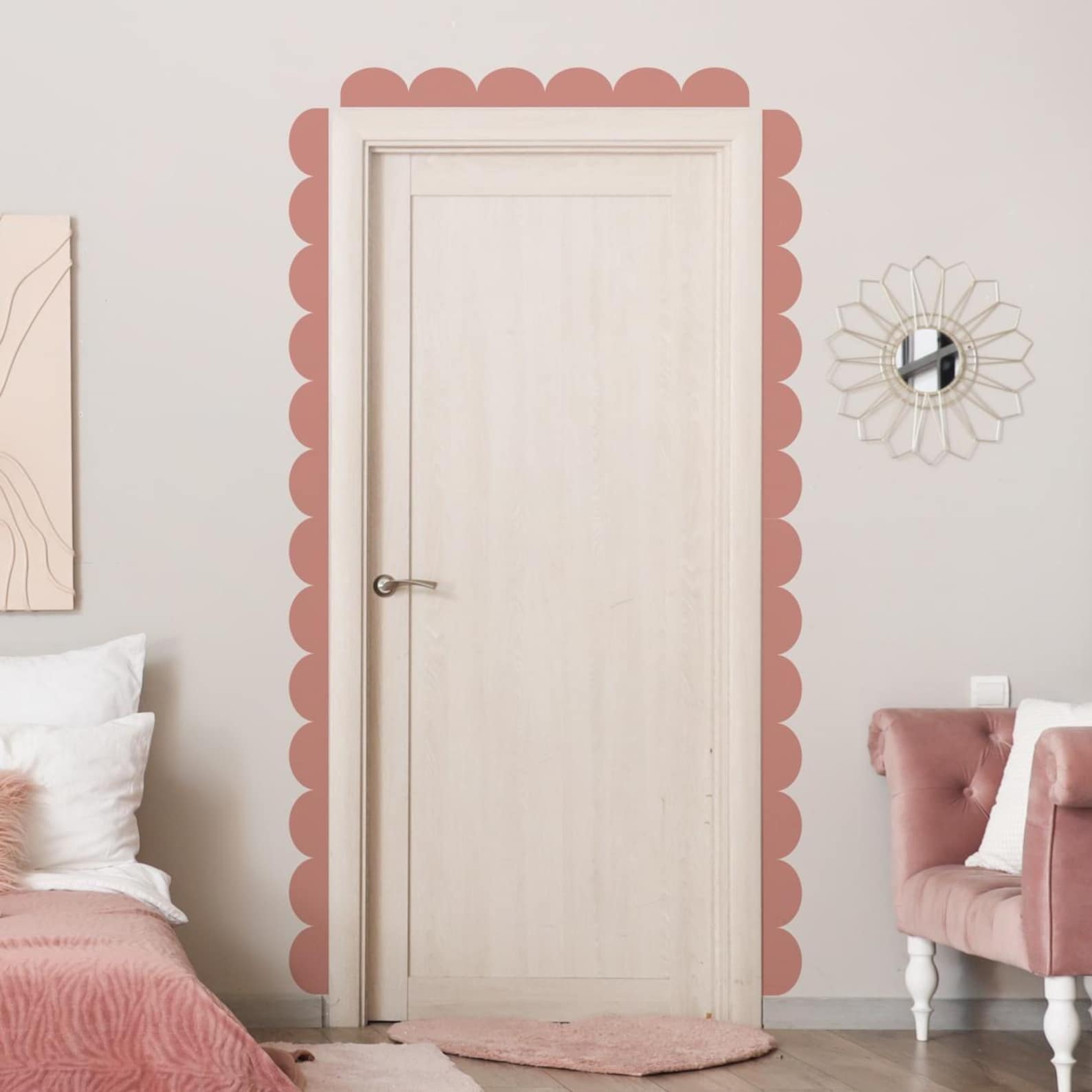 Scallop Wall Decal, Nursery Wall Border Sticker, Removable Boho Kids ...