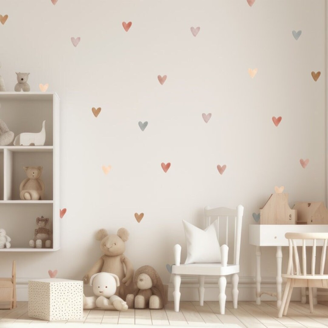 Watercolor Hearts Stickers, Heart Decals, Boho Hearts Wallstickers ...