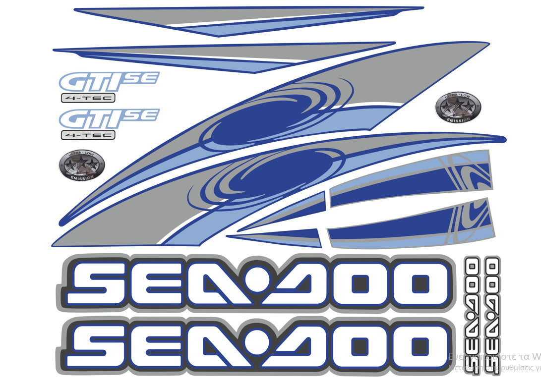 Custom Decals Kit For"sea-doo Gti Se 155 4-tec" Blue & Grey-model 2006 ...