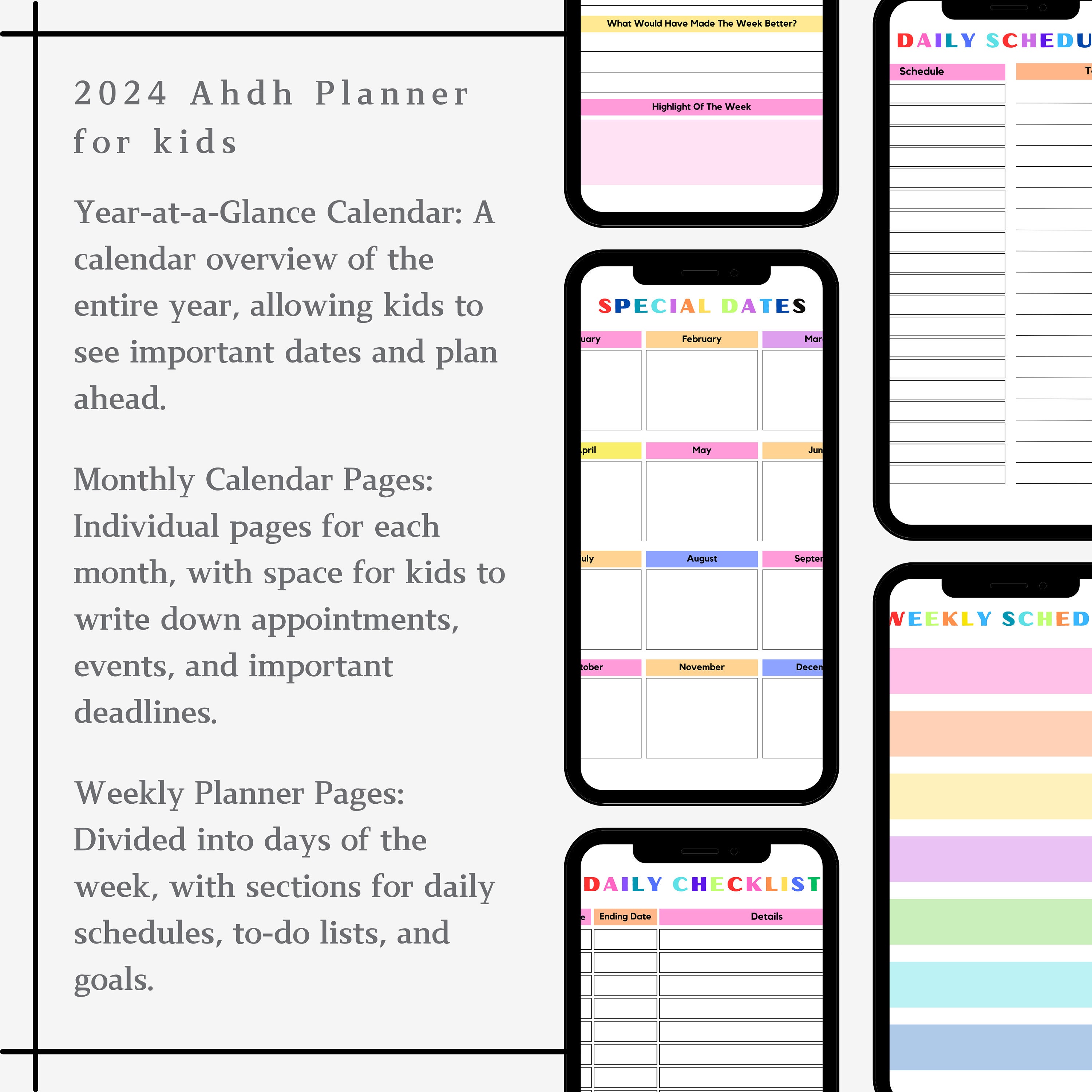 The Ultimate 2024 ADHD Planner for Kids Printable School Planner for ...