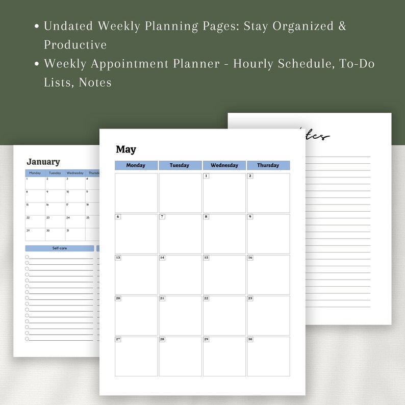 Printable Planner Bundle: Daily Weekly Monthly Planner, Meal Planner ...