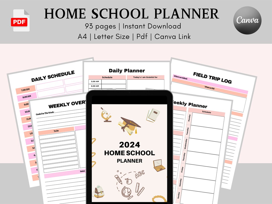 Home School Planner Printable 2024, Home School Planner Pages, Digital ...