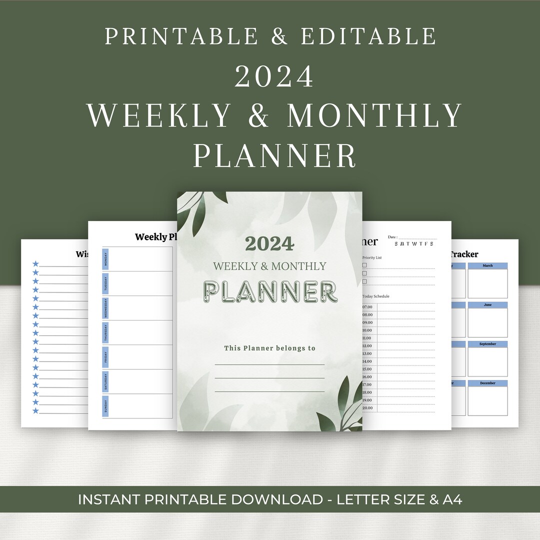 Printable Planner Bundle: Daily Weekly Monthly Planner, Meal Planner ...