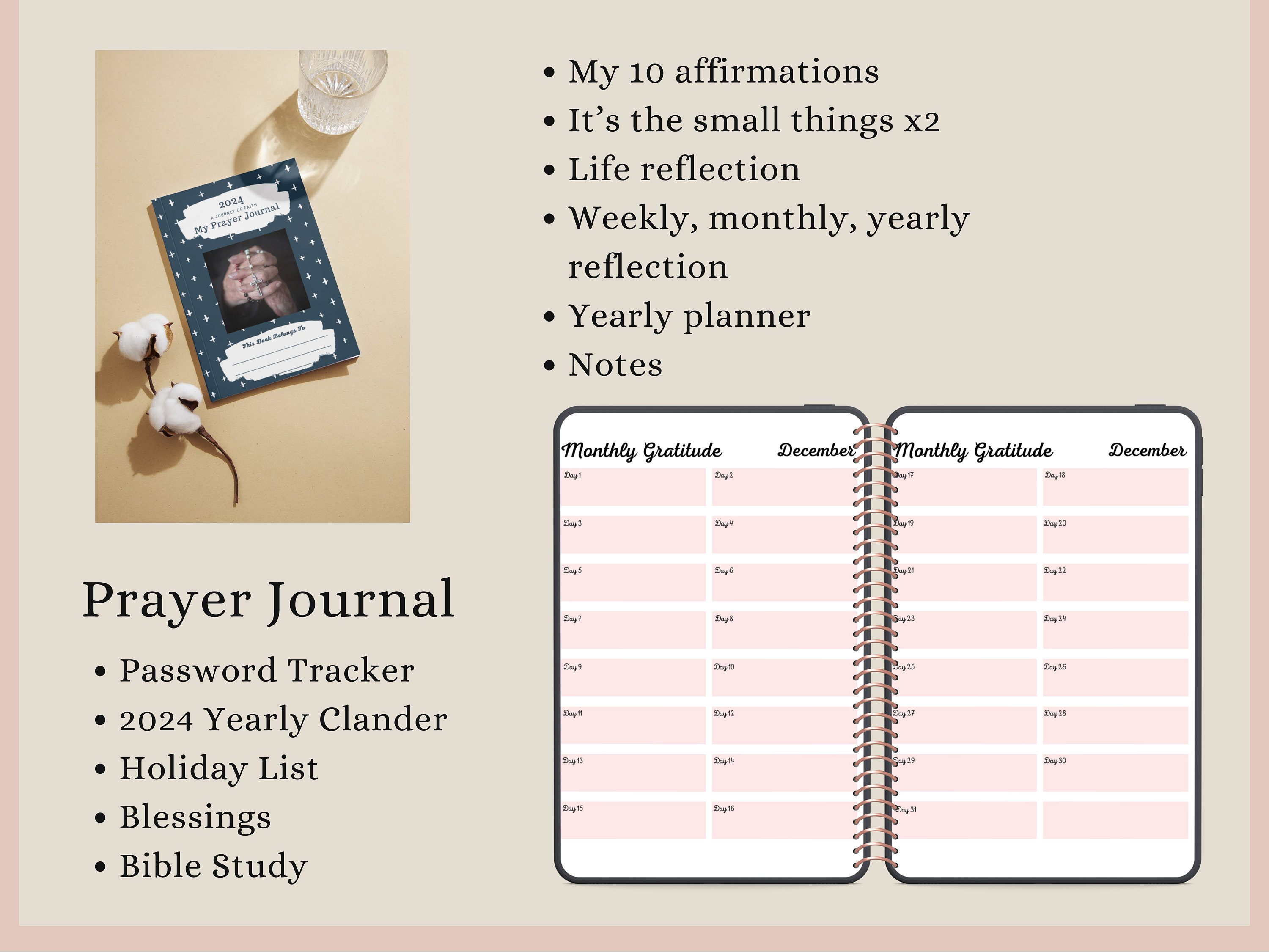 Prayer Journal Bundle, Editable Template & Printable Journal, Bible ...