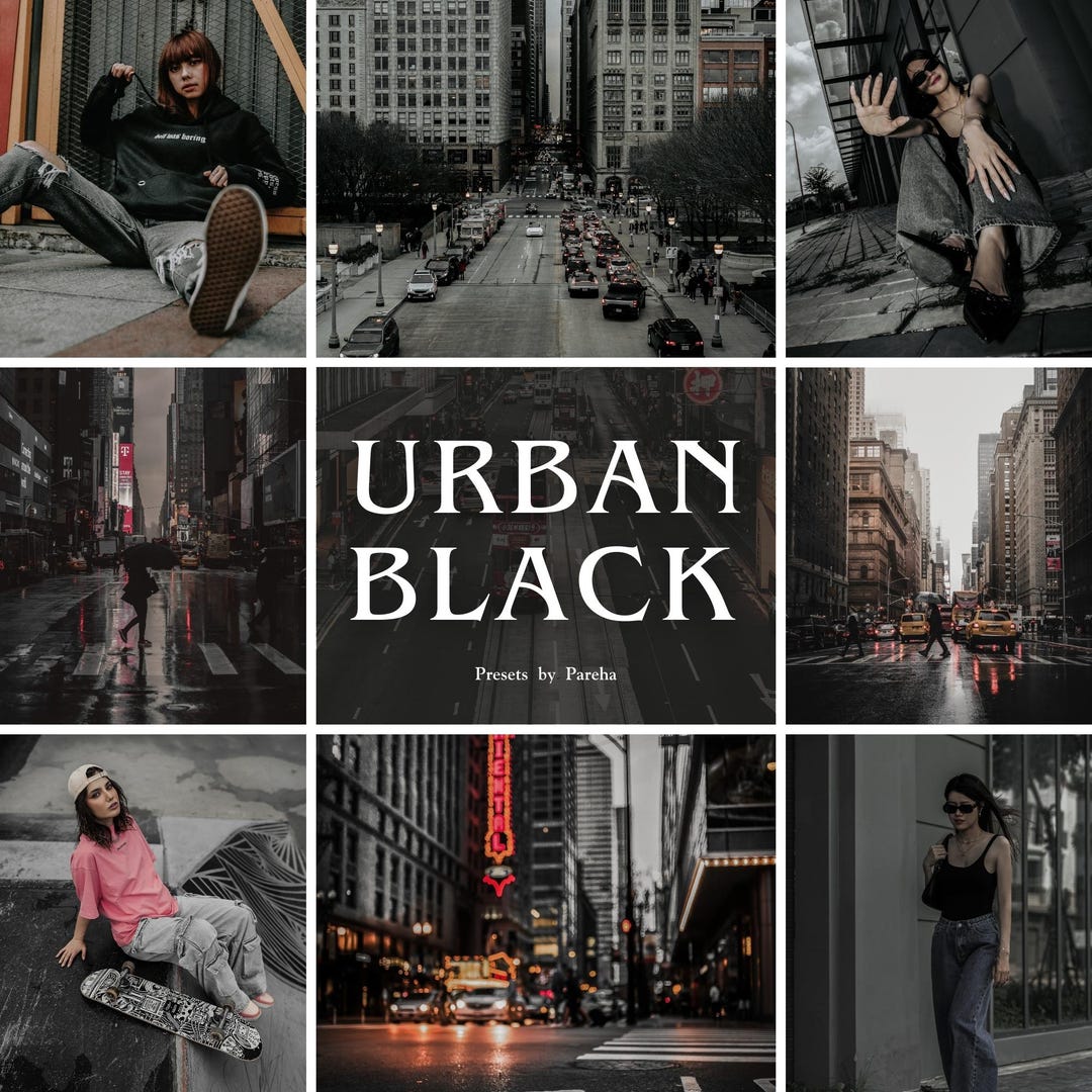Cinematic Urban Lightroom Presets: Moody Black City Filters (desktop ...