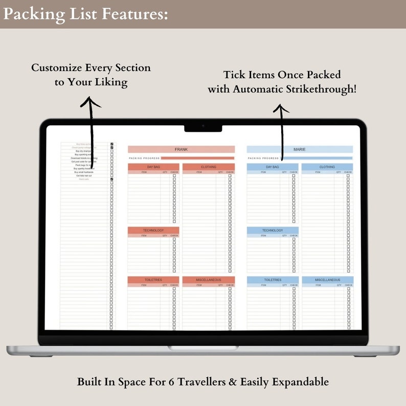 Ultimate Editable Vacation Packing List | Travel Checklist Template ...