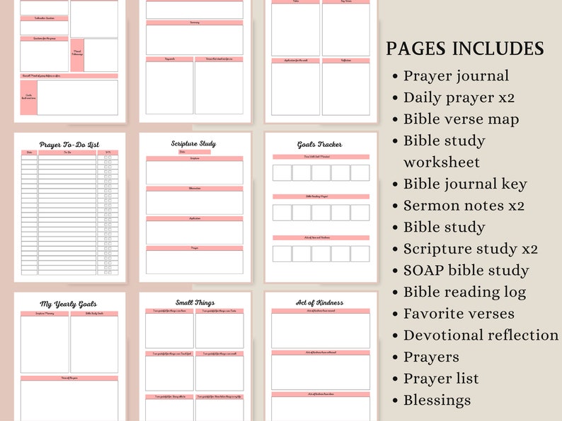 Prayer Journal Bundle, Editable Template & Printable Journal, Bible ...