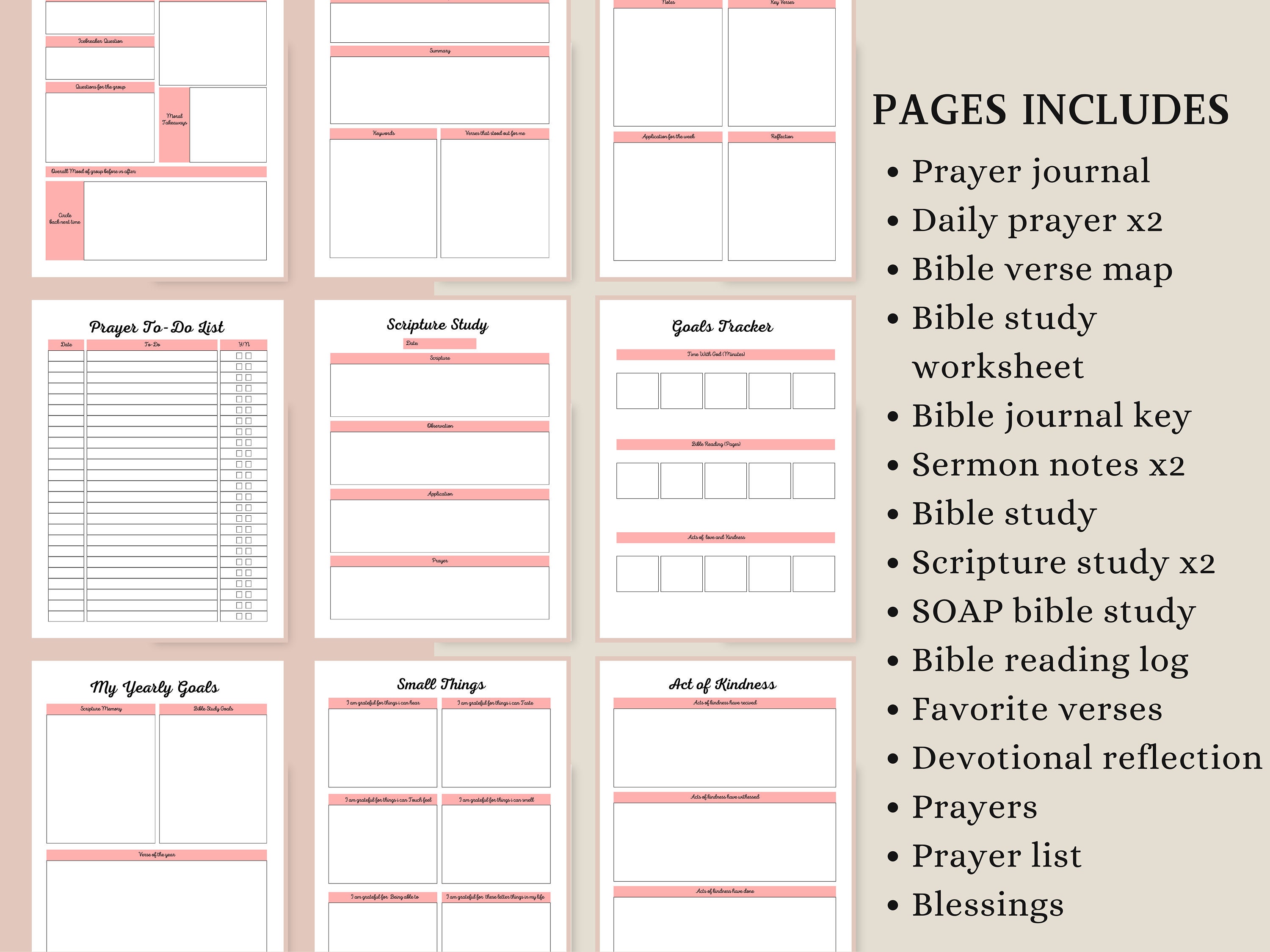 Prayer Journal Bundle, Editable Template & Printable Journal, Bible ...