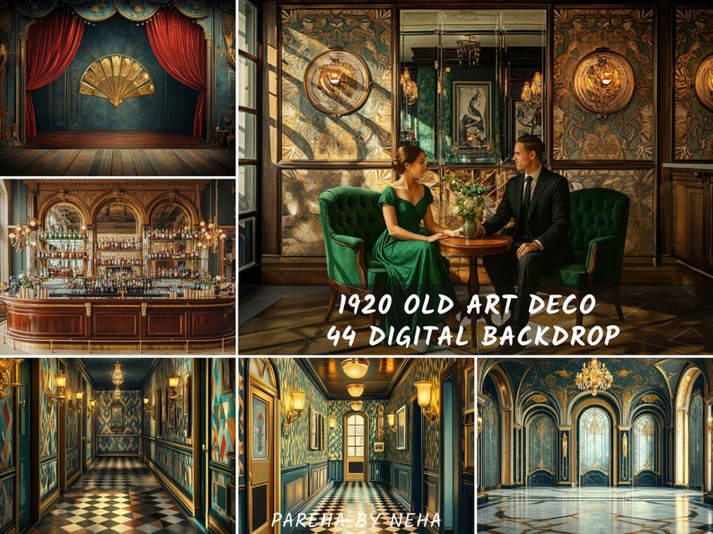 1920s Art Deco Digital Backdrop | Vintage Glam Photoshoot (44 High ...