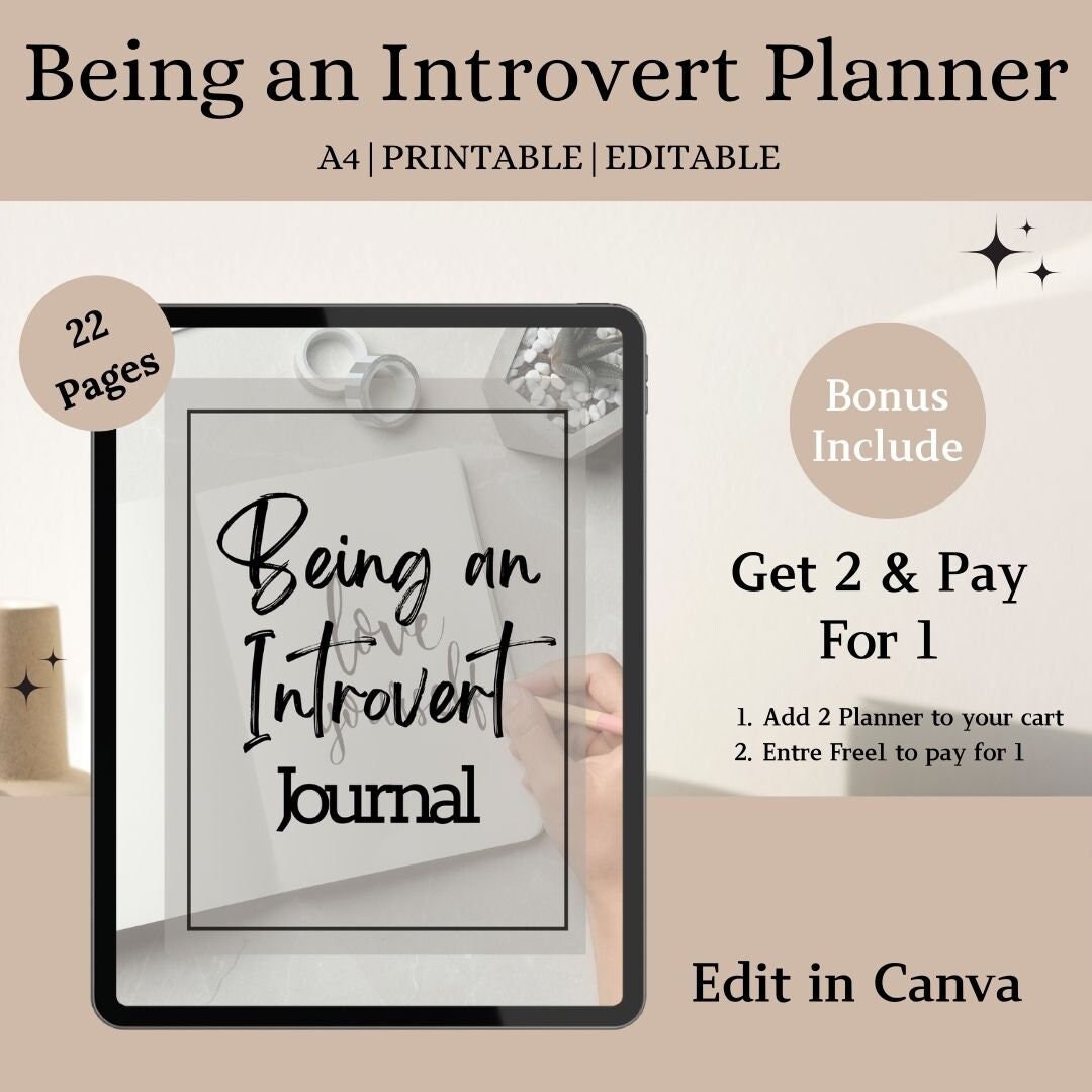 Printable Introvert Self-love Journal Mindfulness Template Editable PDF ...