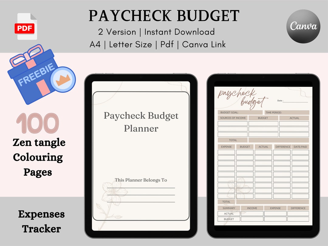 Paycheck Budget Planner, Finance Tracker, Money Management, Savings ...