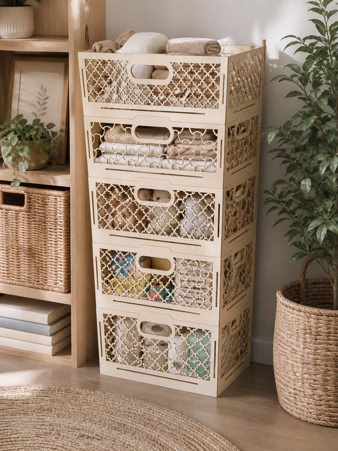 Stackable Storage Box SVG Bundle (9 Designs) | Wooden Organizer Boxes ...