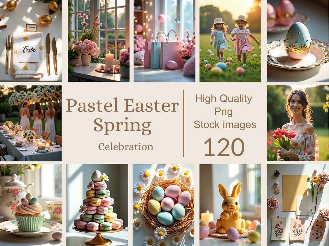 Pastel Easter Stock Photos: Spring Holiday Flatlays (digital Download ...