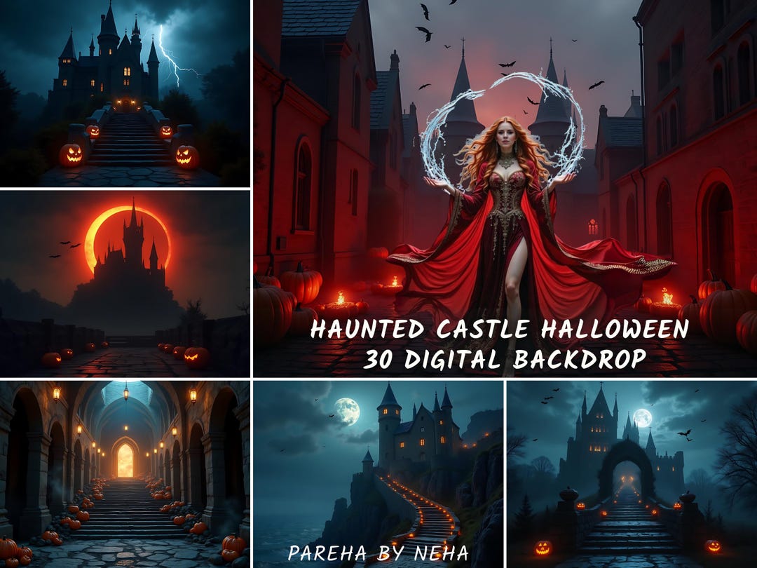 30 Haunted Castle Halloween Backdrop | Gothic Spooky Mansion ...