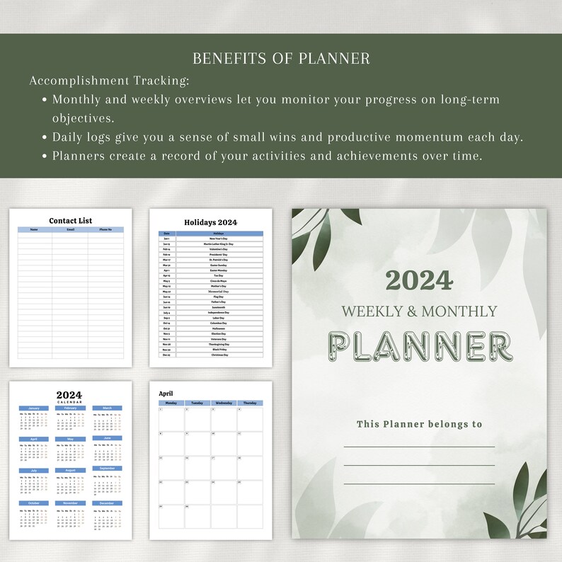 Printable Planner Bundle: Daily Weekly Monthly Planner, Meal Planner ...