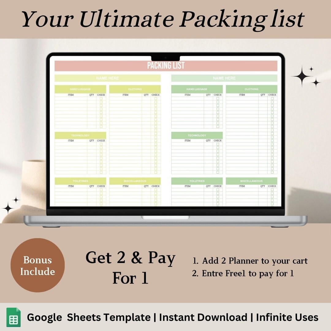 Ultimate Editable Travel Packing List Template | Google Sheets, Excel ...