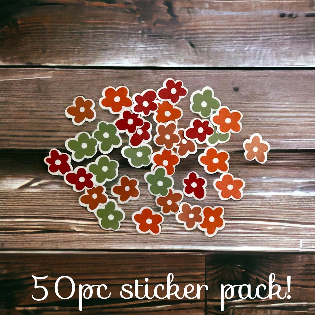 Aesthetic Daisy Flowers Sticker Pack, Vinyl Retro Flower Sticker Set ...