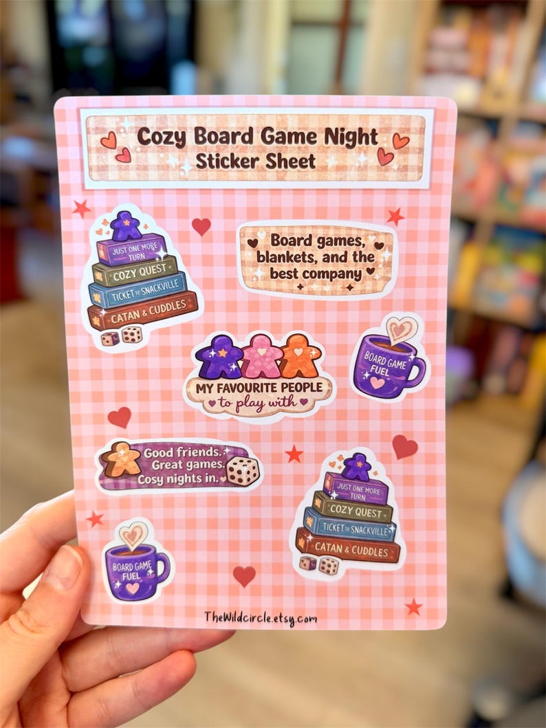 Cozy Board Game Night Sticker Sheet | Catan Inspired Planner Stickers ...