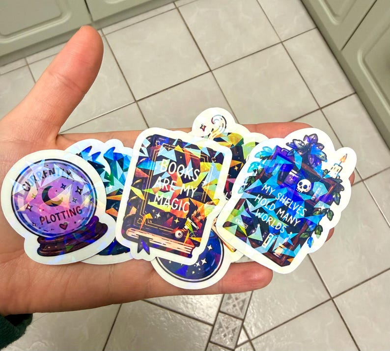 Bookish Fantasy Sticker Pack | 10 Holographic Vinyl Kindle Stickers ...