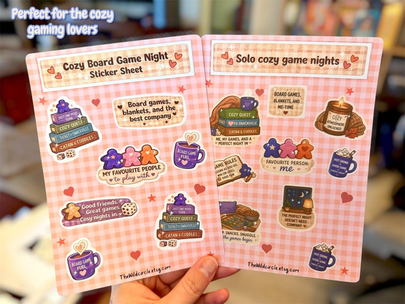Cozy Board Game Night Sticker Sheet | Catan Inspired Planner Stickers ...