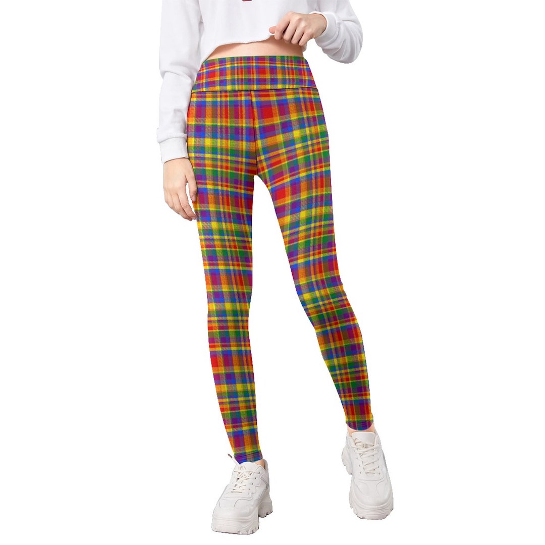 Rainbow Pride Kids Leggings Plaid Colors of Rainbow Pride Flag LGBT ...