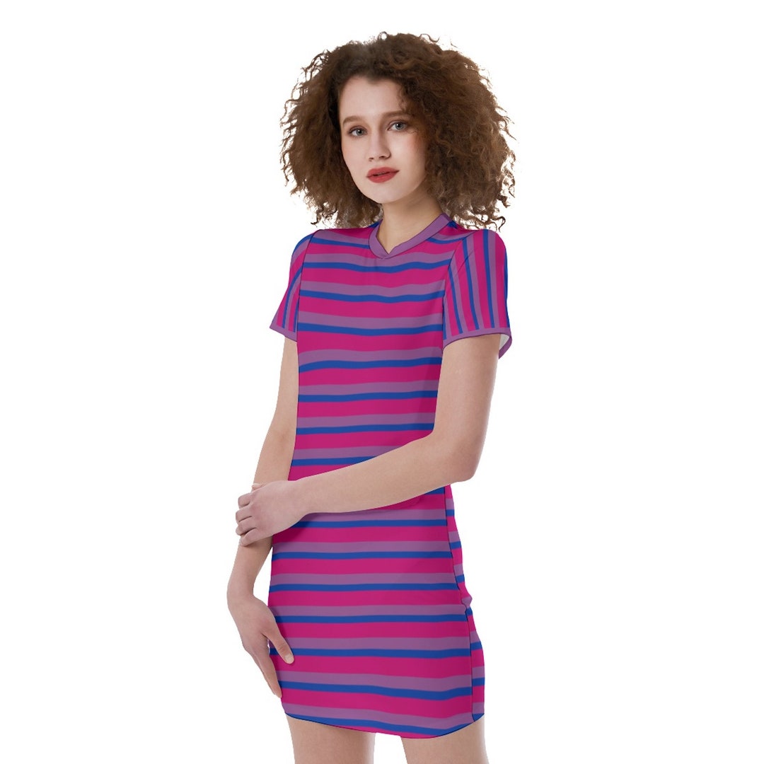 Bisexual Pride Striped Short Sleeve Tight Mini Dress Totally ...