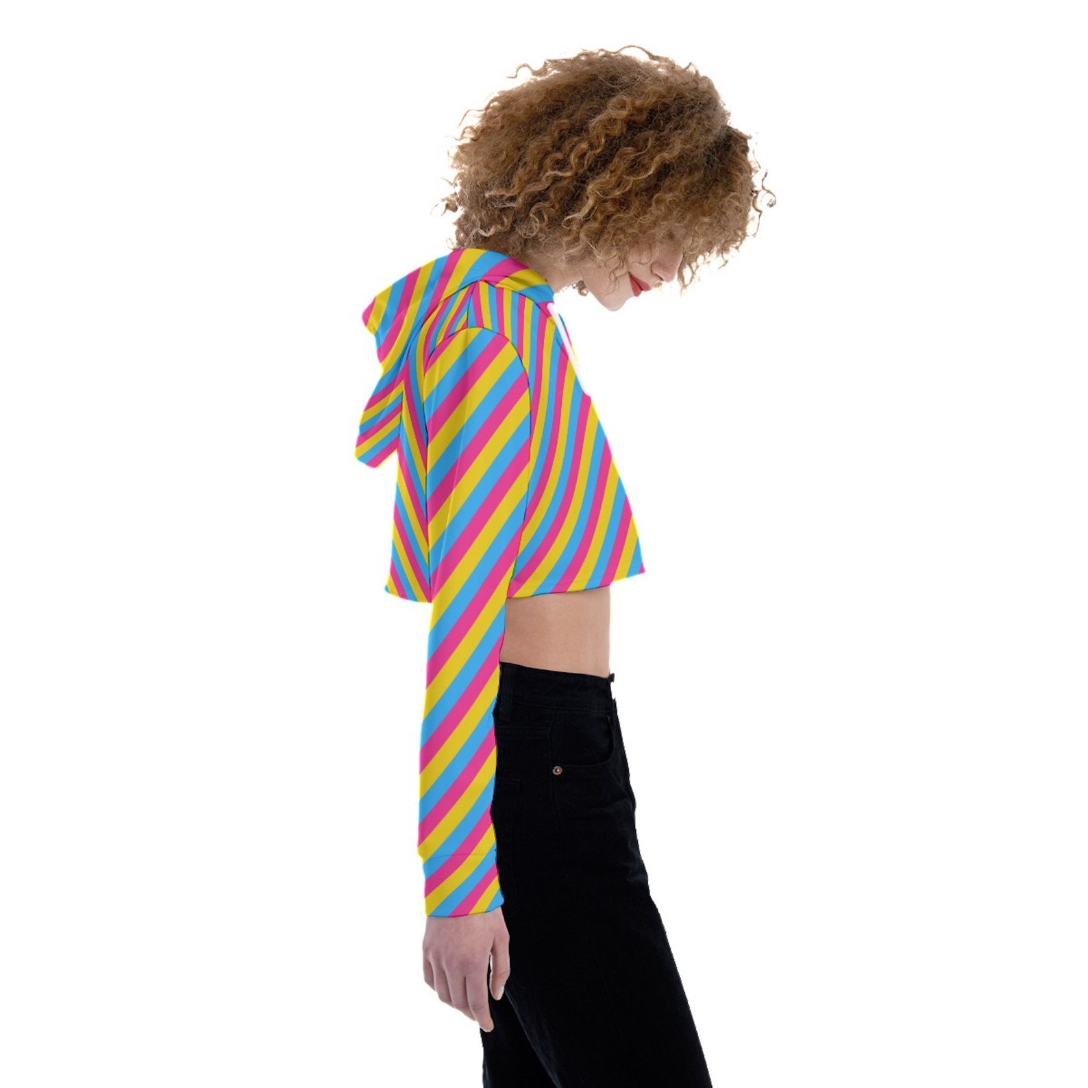 Pansexual Pride Crop Top Hoodie Pan Pride Flag Striped Design Sizes to ...